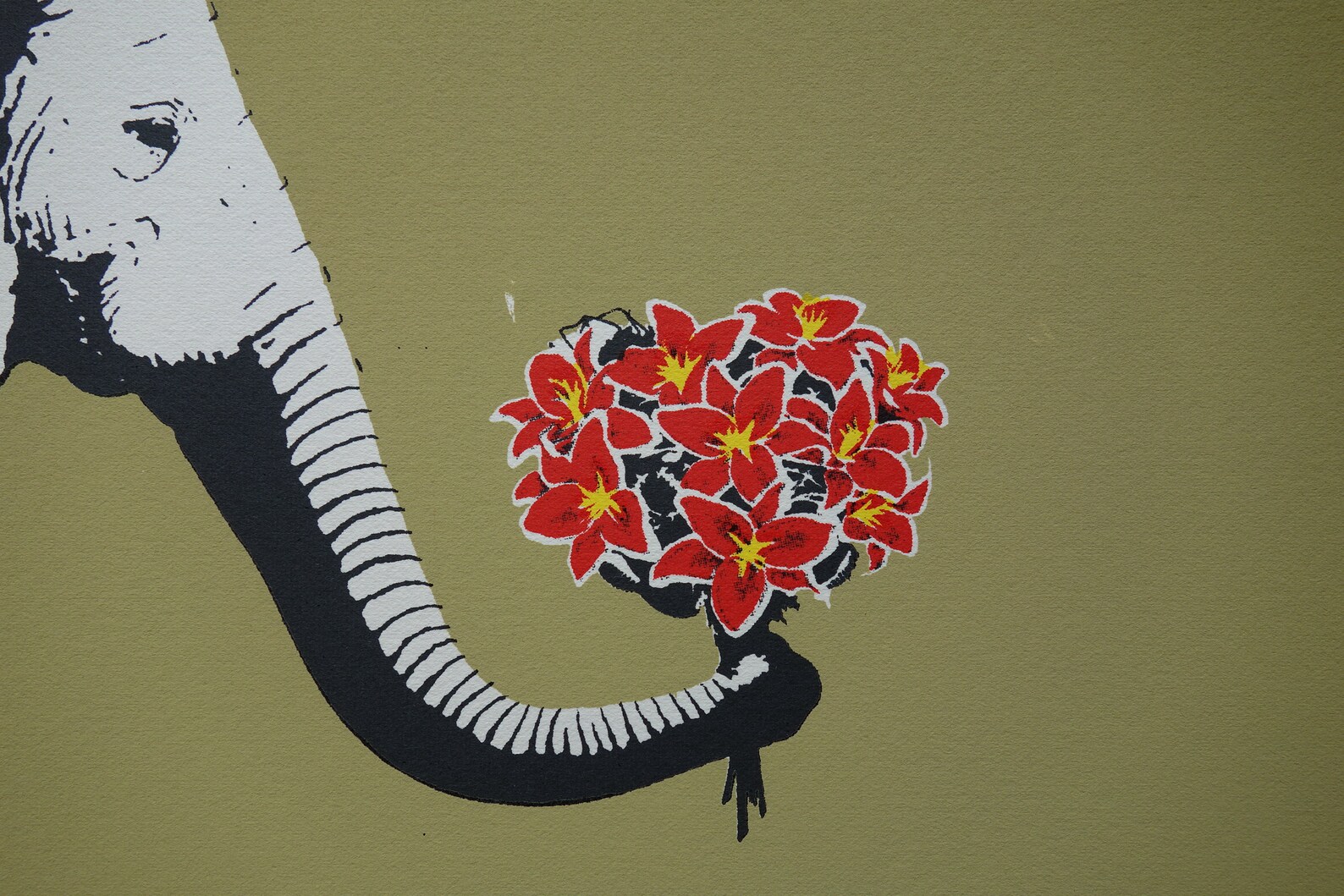 Limited Edition Pop Art Graffiti Elephant With Flowers | Etsy