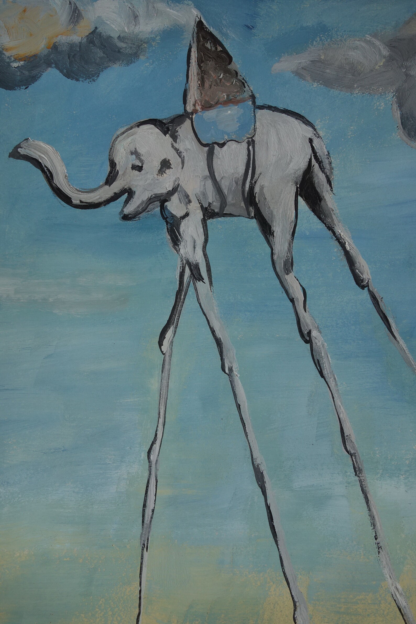 Surrealism oil painting Elephant Marked Signed Salvador | Etsy