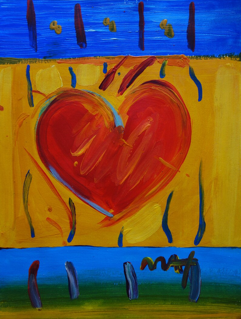 Exceptional POP ART Unique Heart Painting Signed & Stamped - Etsy