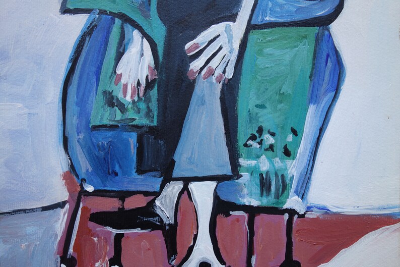 Very Rare Art Unique Cubist Oil Portrait Painting, Signed Picasso - Etsy