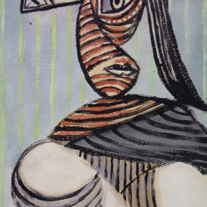 Very Rare Art - Unique Cubist Oil Portrait Painting, Signed Pablo ...