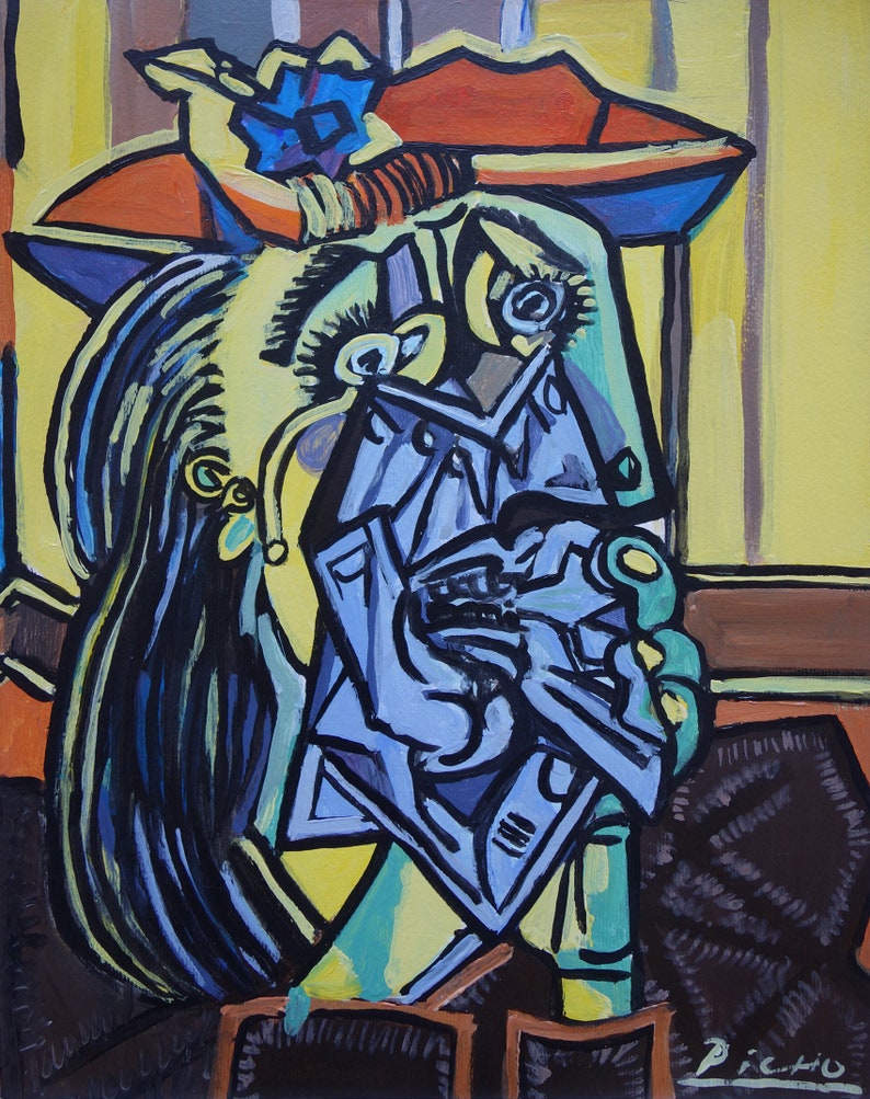 Very Rare Art - Unique Cubist Oil Portrait Painting, Signed Picasso - Etsy