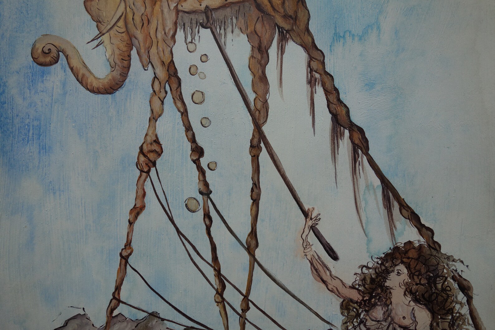 Surrealism Oil Painting, Elephant, Marked, Signed, Salvador Dali - Etsy