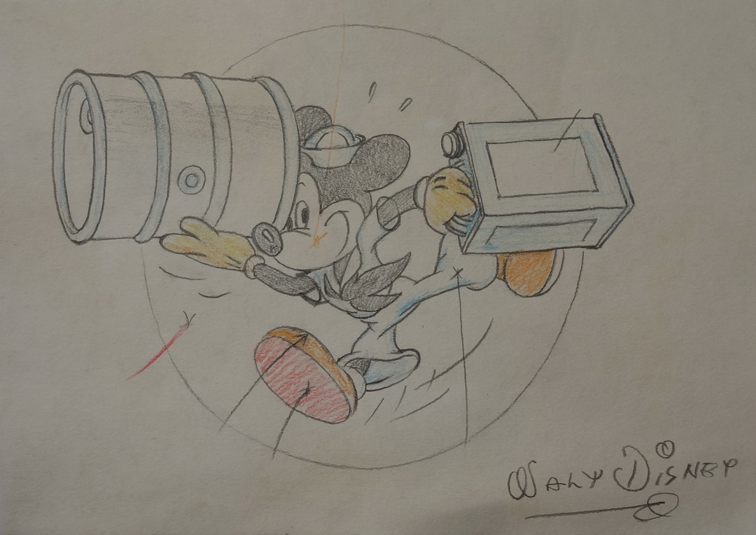 Vintage Cartoon Walt Disney Mickey Mouse Study, Drawing - Etsy