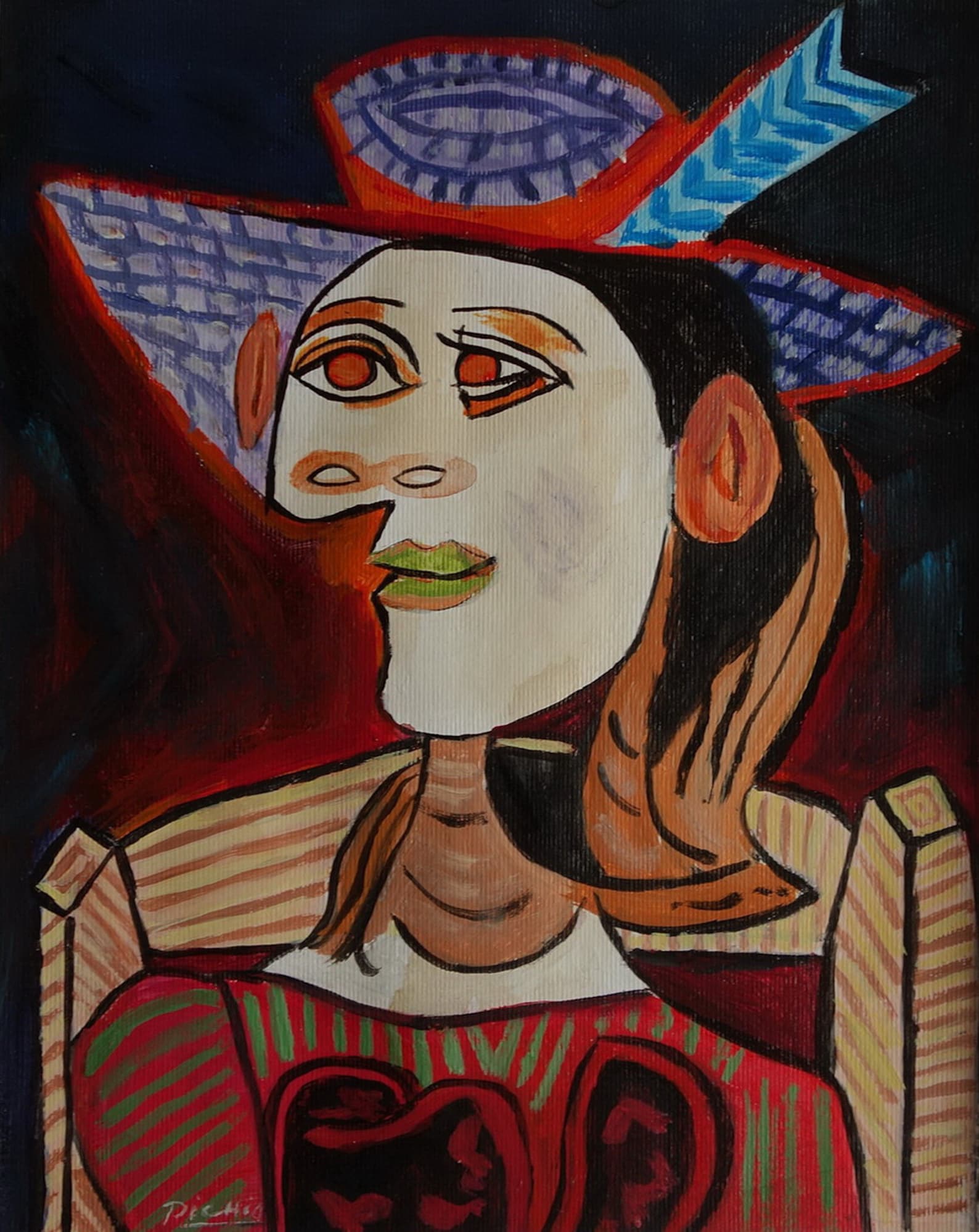 Very Rare Art - Unique Cubist Oil Portrait Painting, Signed - Etsy