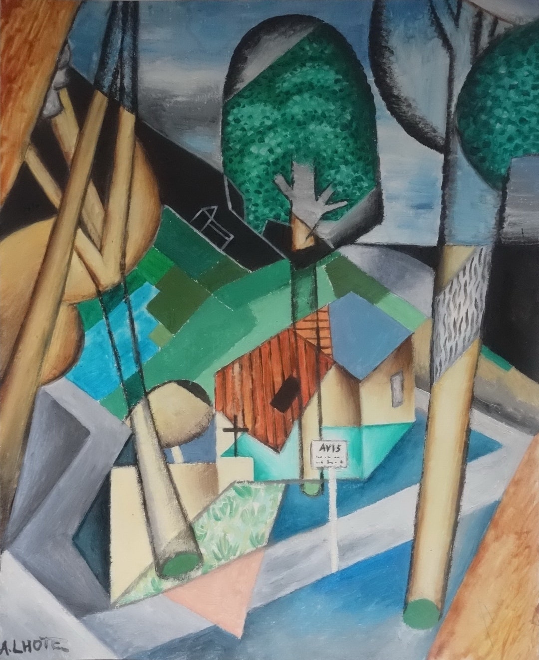 Fine French Cubism Picasso Era Original Nature Landscape Painting ...