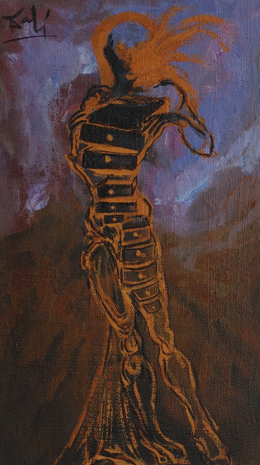 Fine Art, Rare Surrealism Painting Figure With Drawers, Signed ...