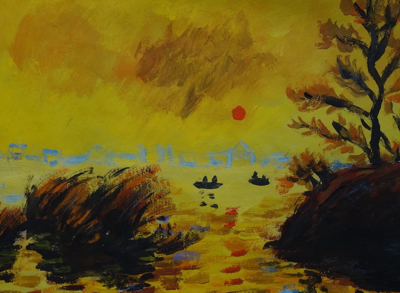 Fine Impressionist Sunset Oil Painting After Claude Monet - Etsy