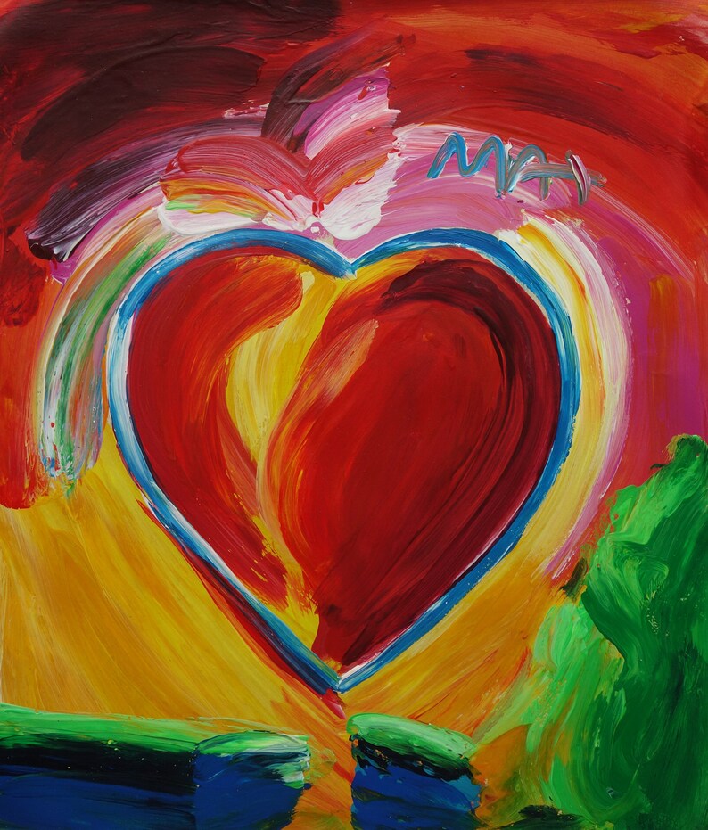 Exceptional POP ART Unique Heart Painting signed & stamped | Etsy