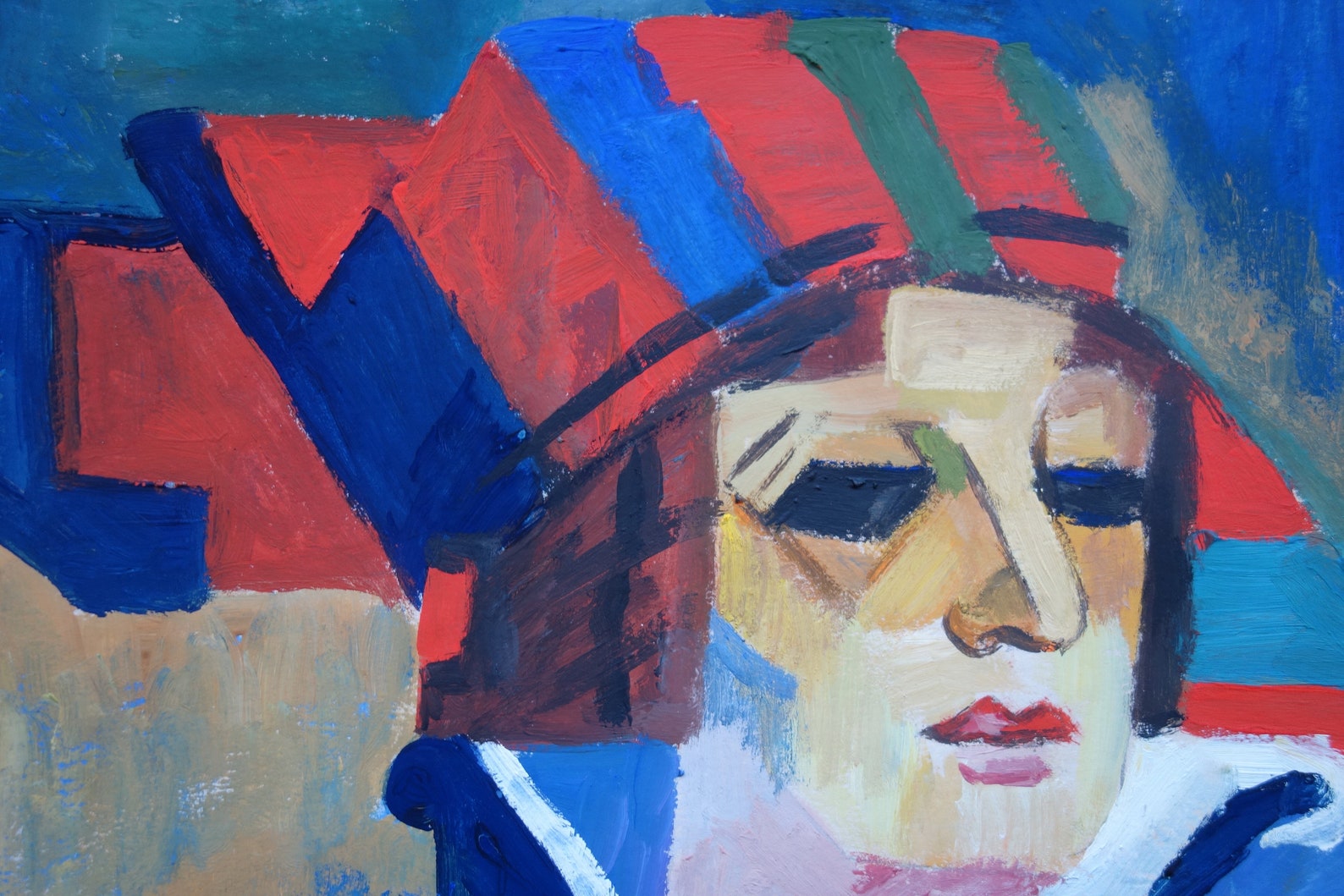 Fine French Cubism Picasso Era Original Portrait of a Woman Painting ...