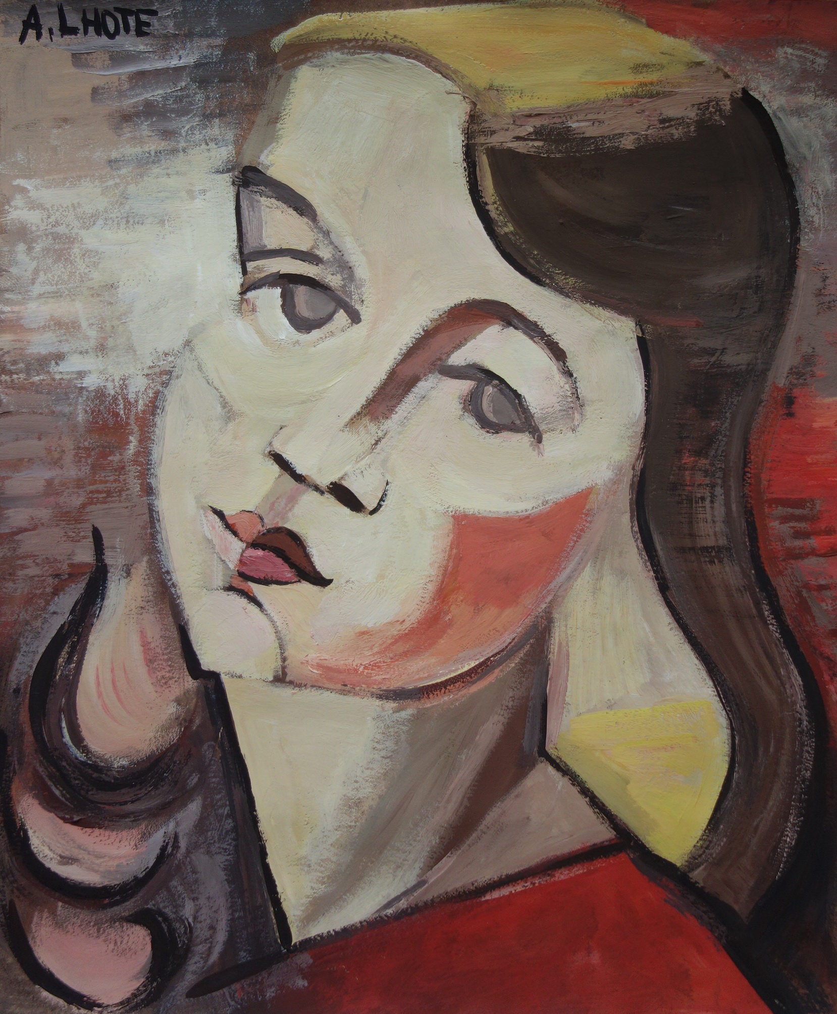 Fine French Cubism Picasso Era Original Portrait of a Woman Painting ...