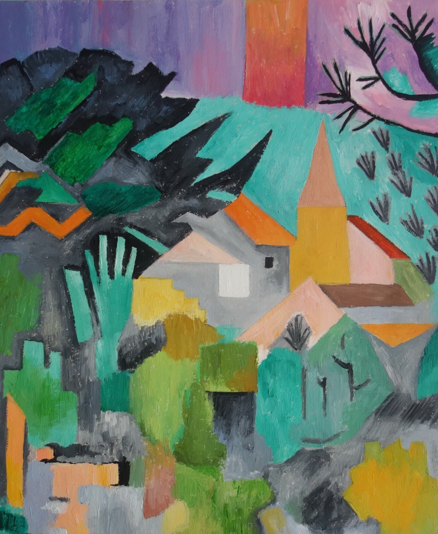 Fine French Cubism Picasso Era Original Nature Landscape Painting ...