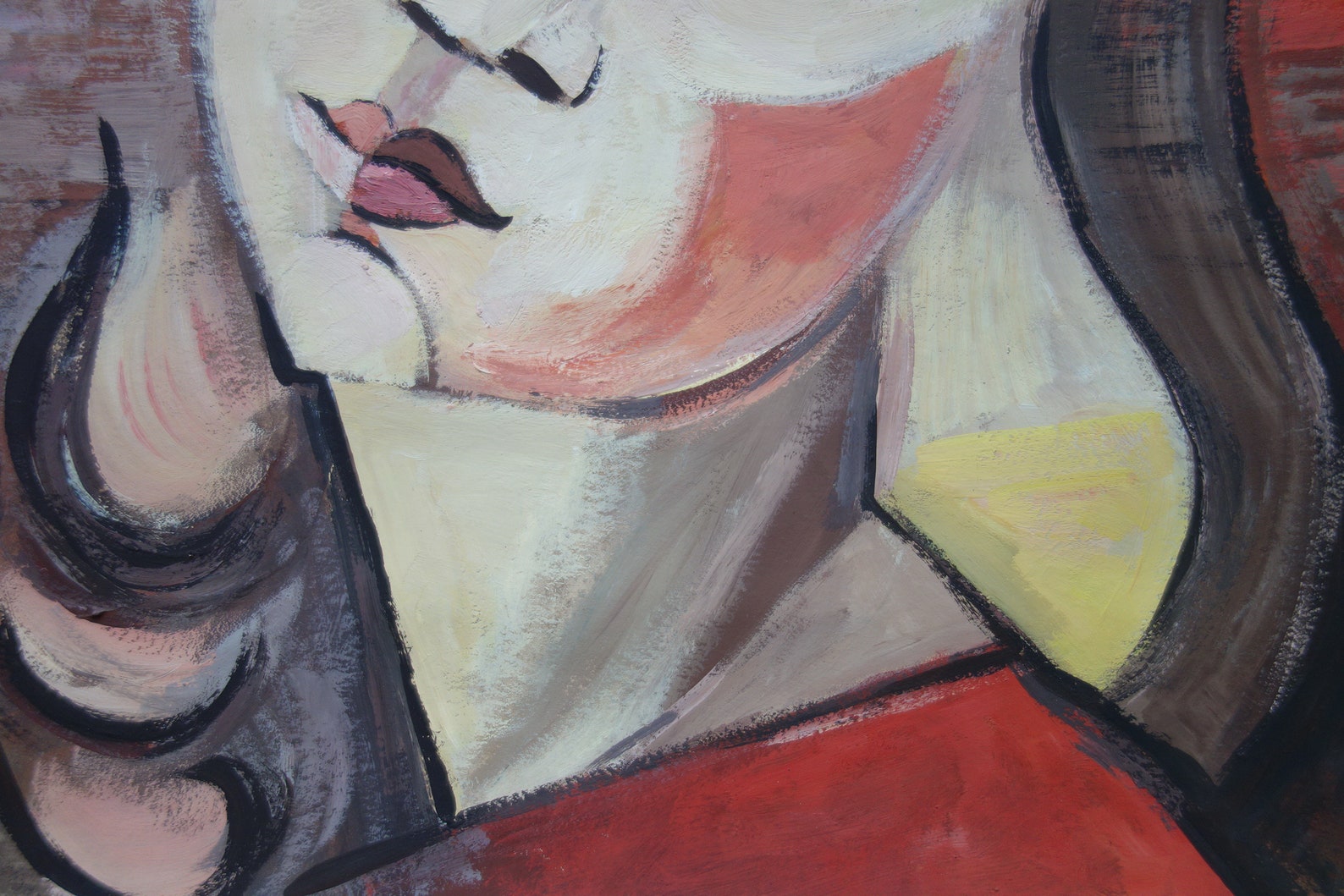 Fine French Cubism Picasso Era Original Portrait of a Woman Painting ...