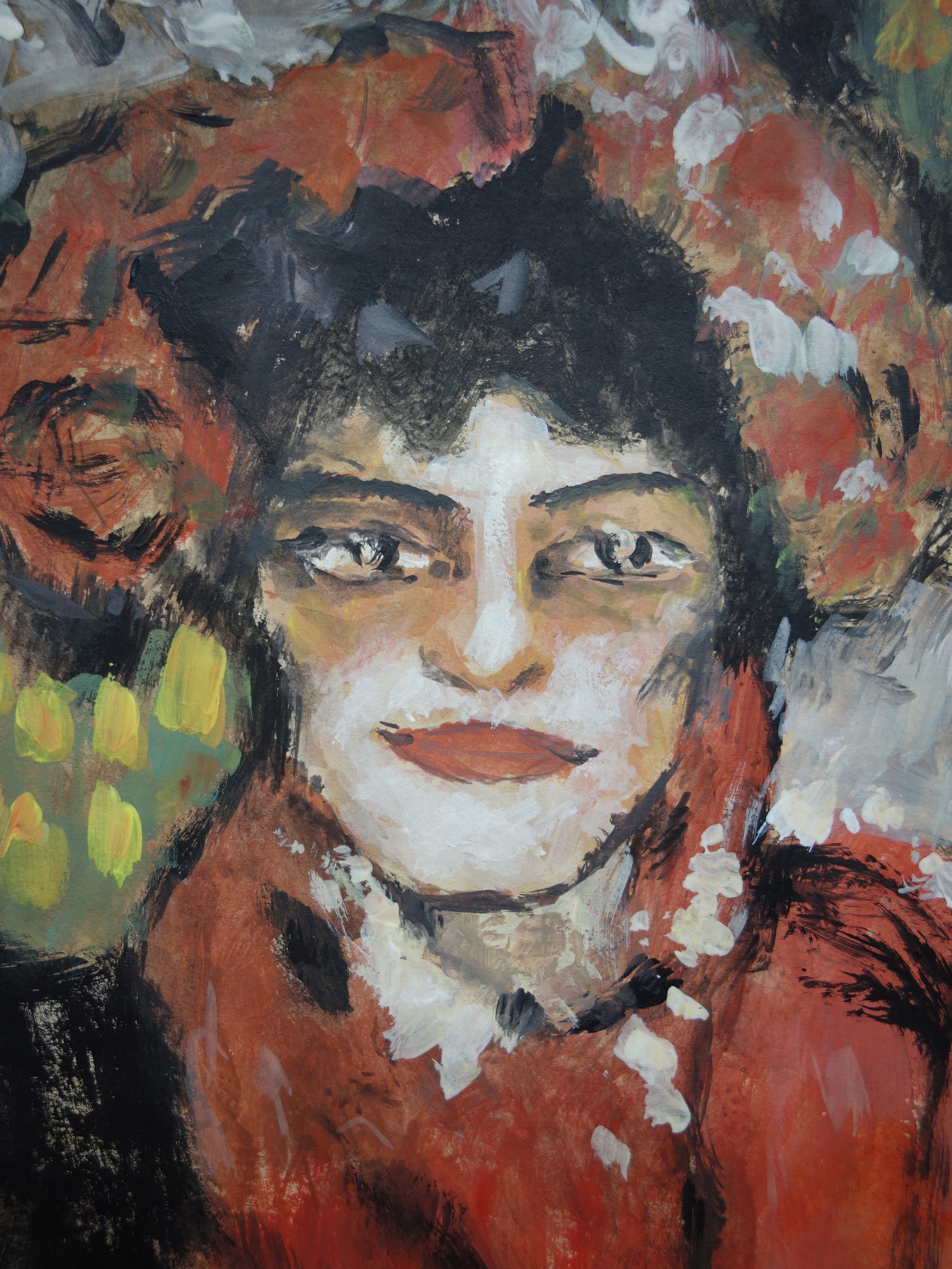 Bellas artes, Rara pintura cubista mujer, período neoclásico, firmado ...