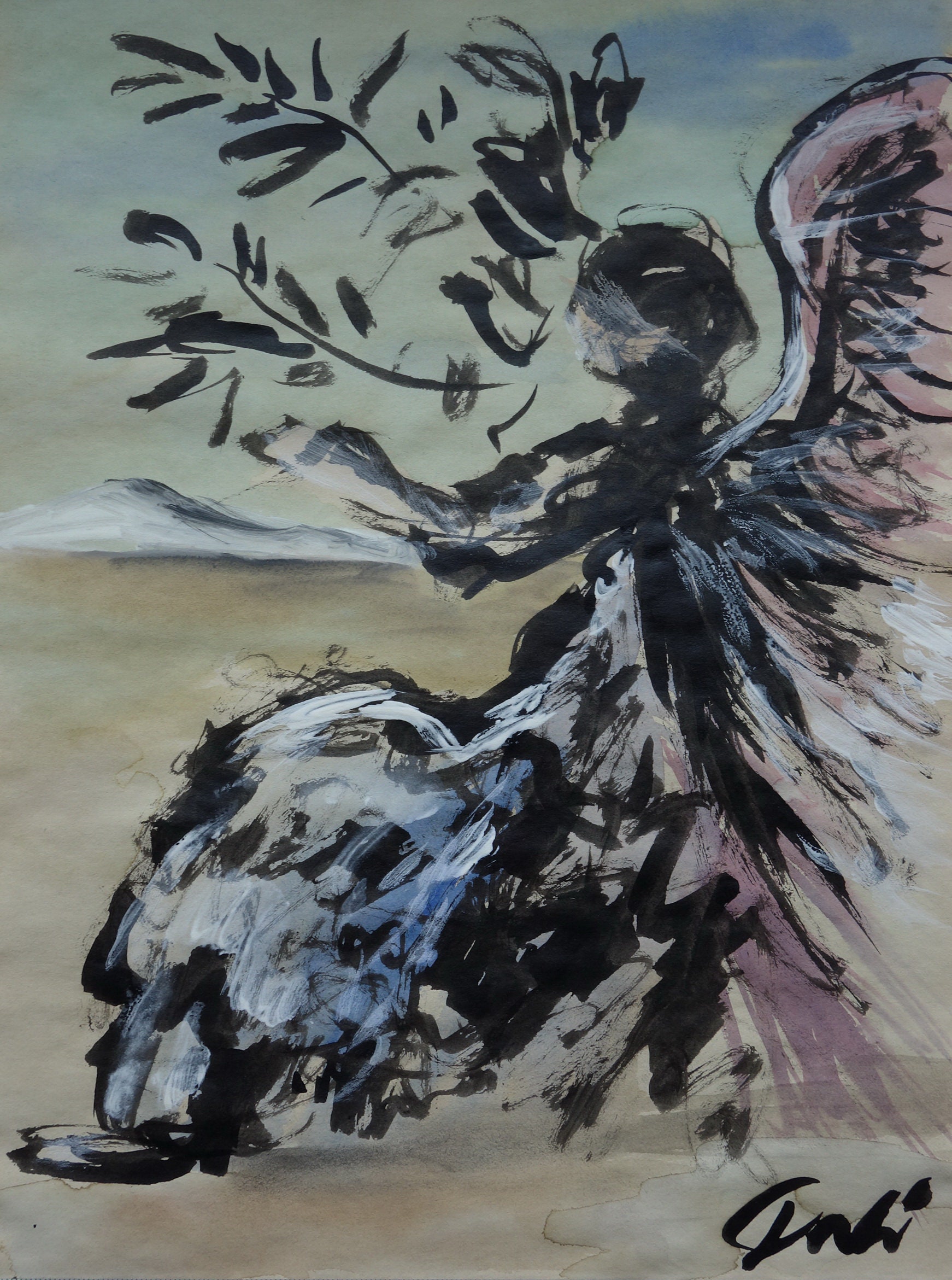 Fine Art Rare Surrealism Painting Angel Signed Salvador | Etsy