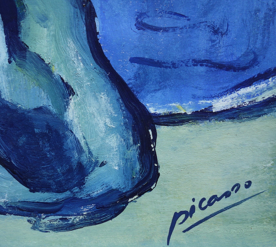 Fine French Cubism Picasso Blue Period era portrait painting | Etsy