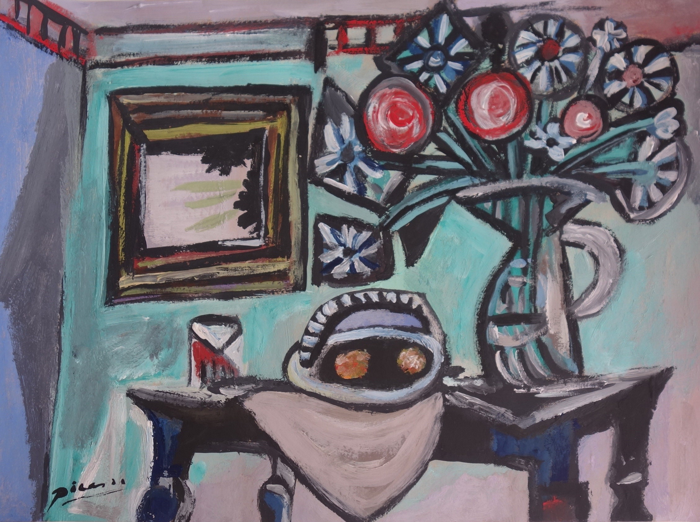 Notable bodegón cubista francés, época de Picasso Braque, firmado ...