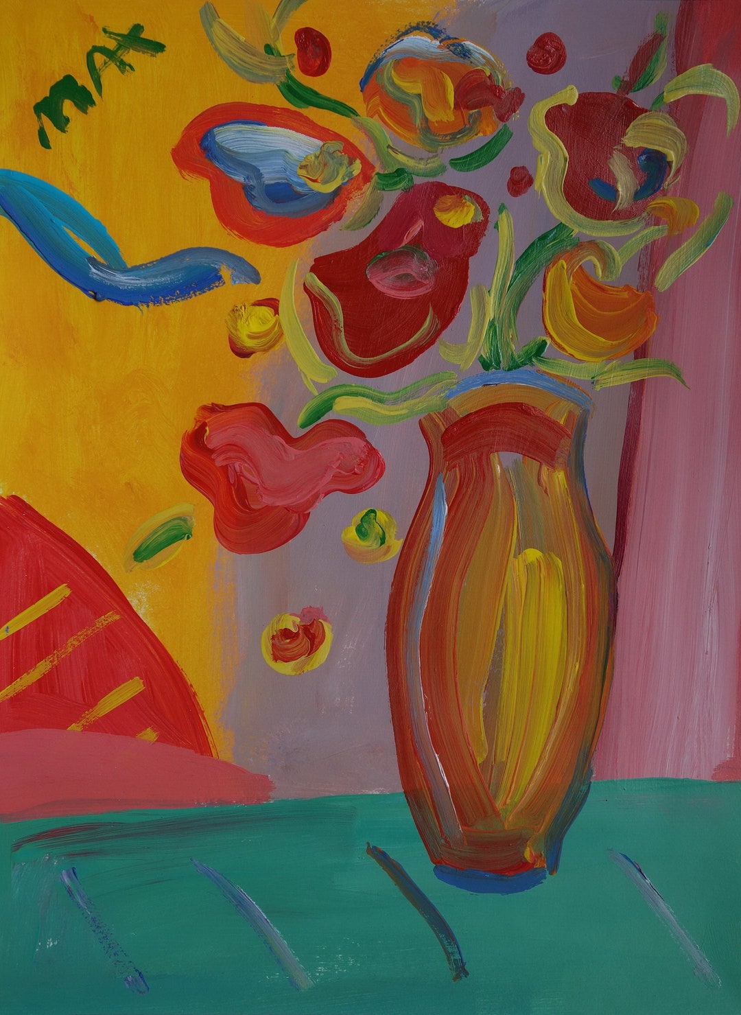 Exceptional POP ART Unique Painting, Signed & Stamped, Peter Max After ...