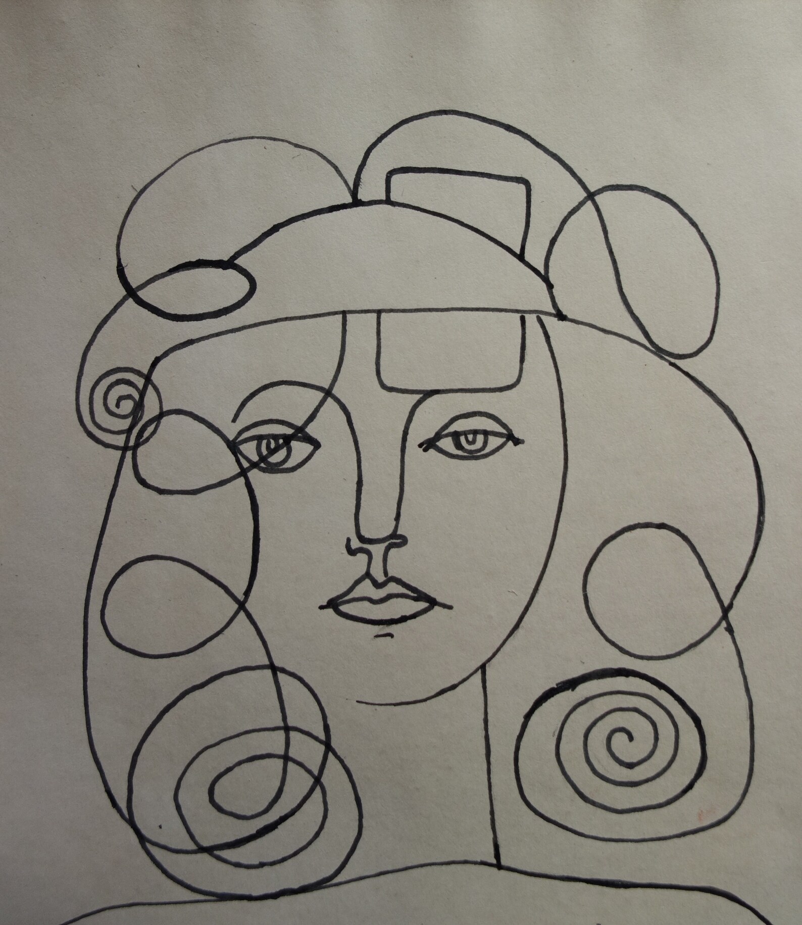Very Rare Unique Cubist Picasso Era, Portrait Study, Ink Drawing ...