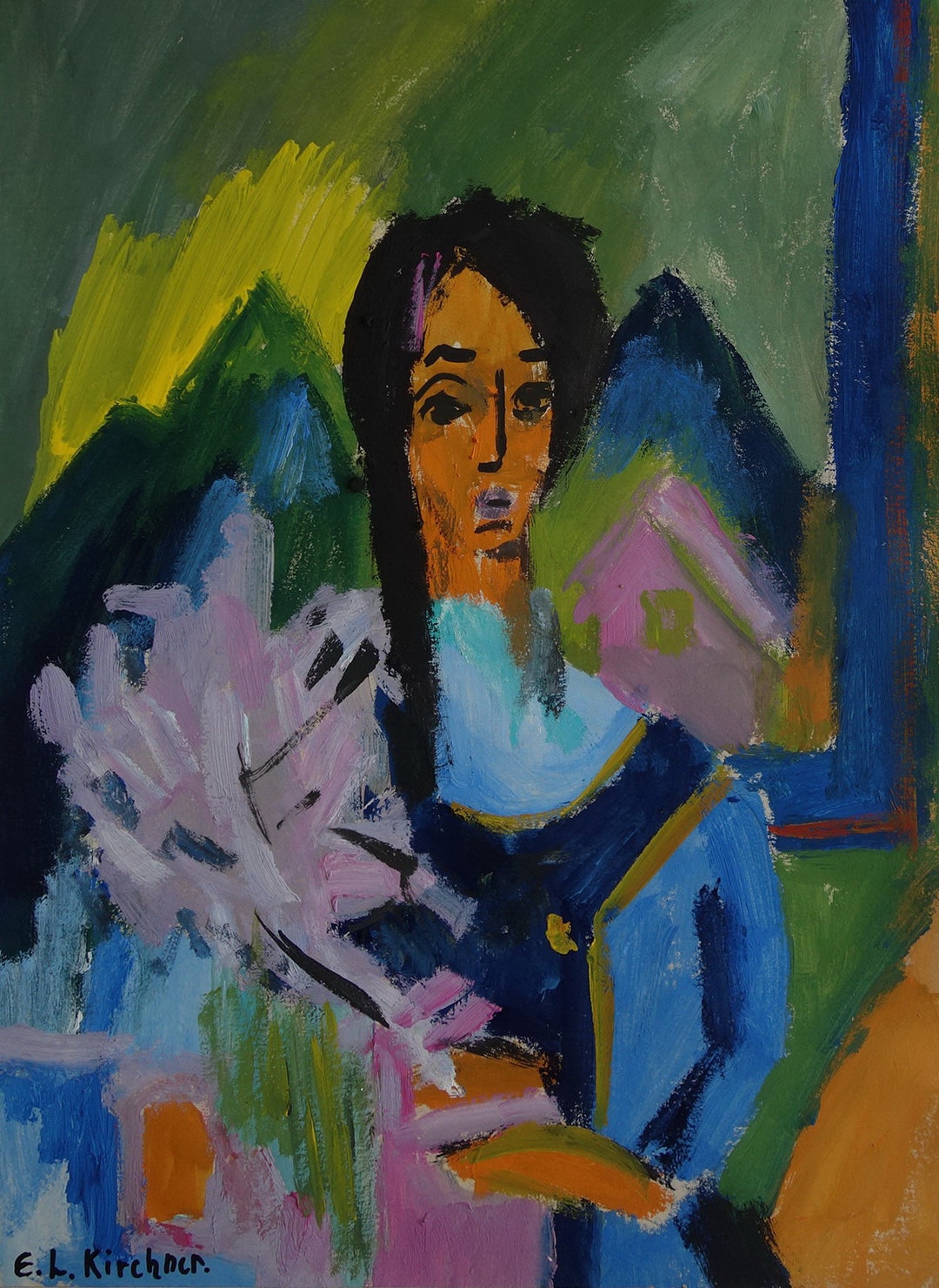 Early German Expressionism Abstract Original Oil Portrait Painting ...