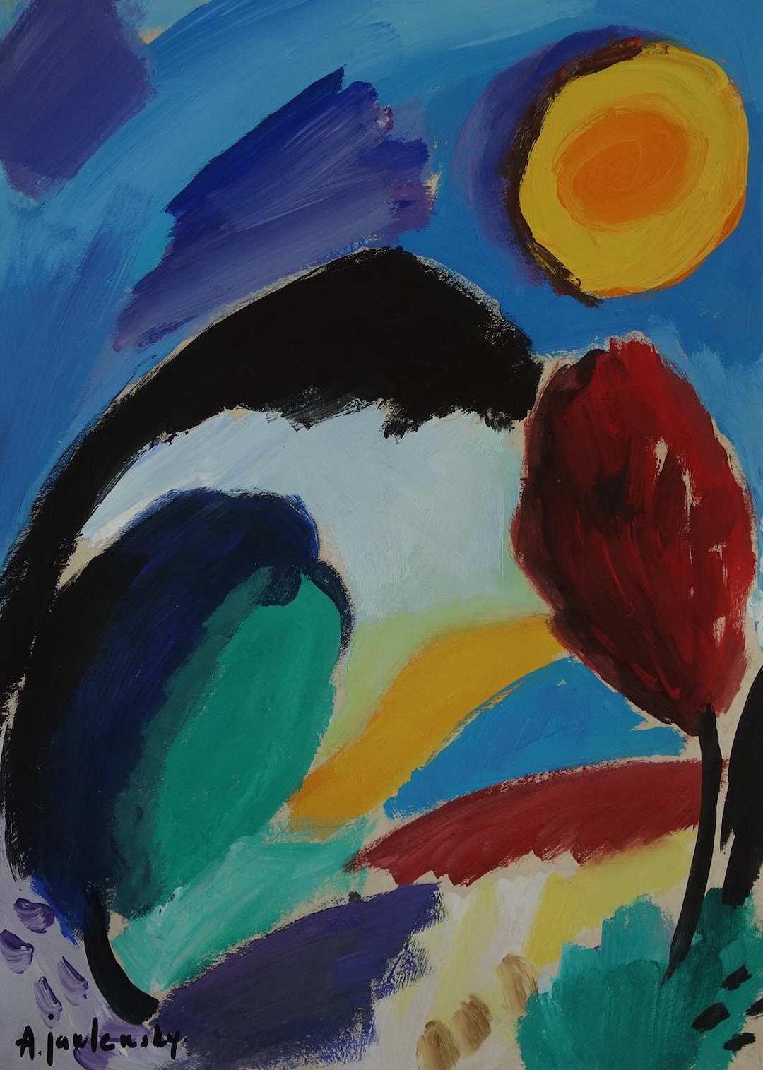 Fine Art, Rare Early Abstract Painting – Landscape, Signed & Marked ...