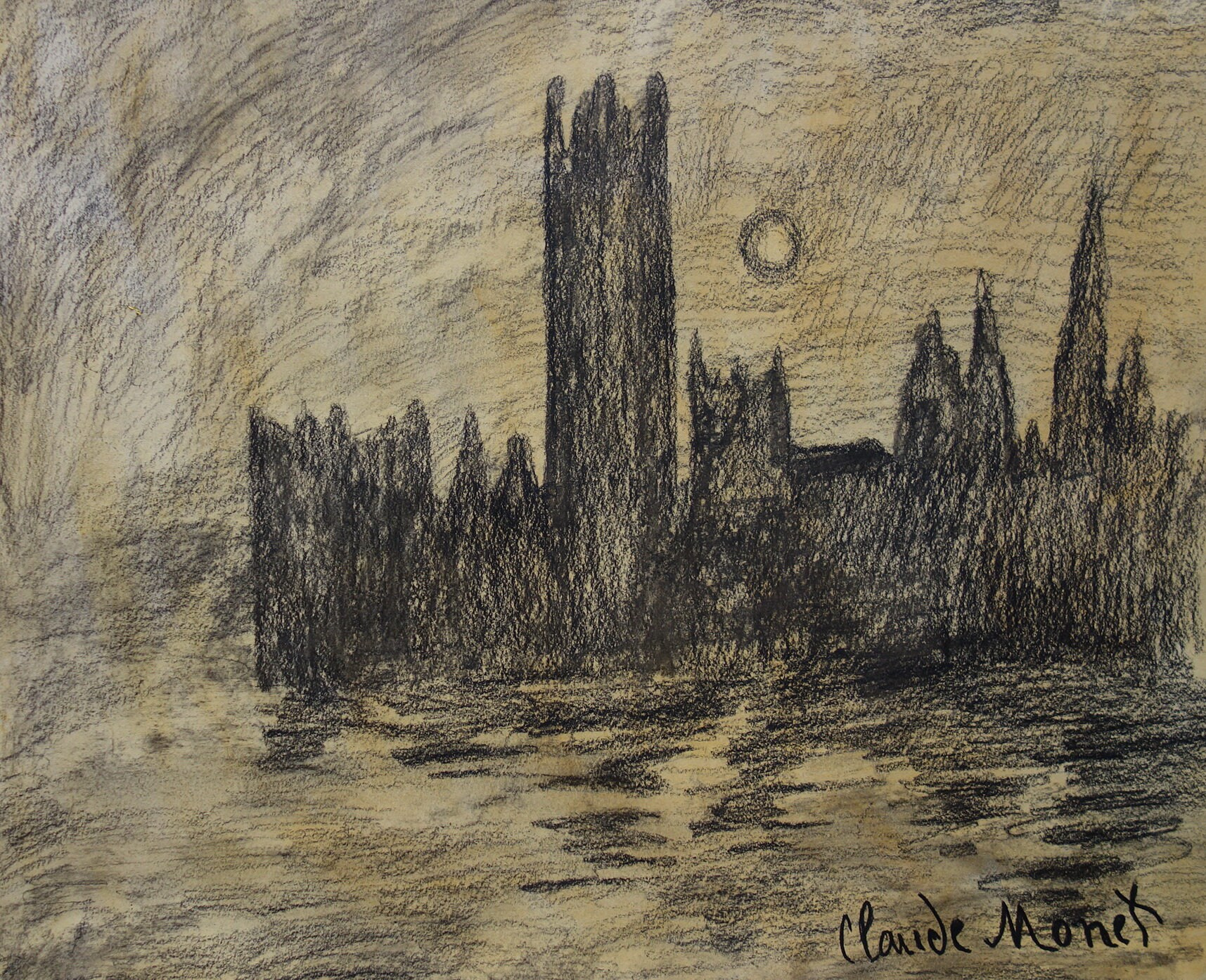 Fine Impressionist Charcoal Drawing Westminster Marked & - Etsy