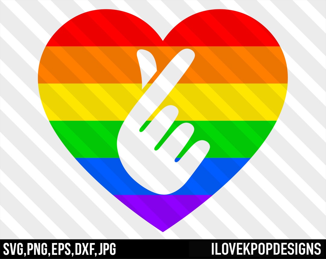 K-Pop Heart Fingers Rainbow Heart SVG Png Dxf Eps Jpg Cricut Silhouette ...
