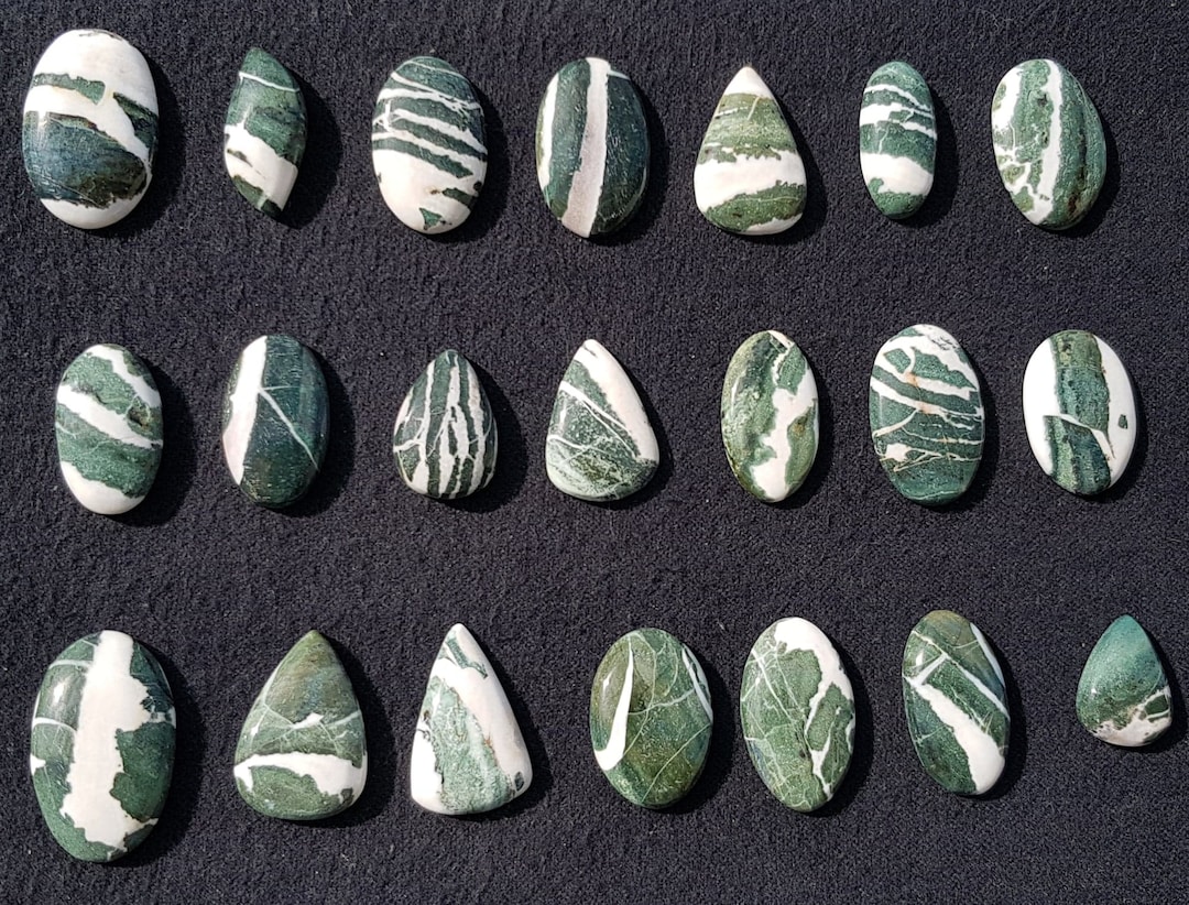 1 Piece Green Zebra Jasper quartz and Jasper Freeform Flat Back ...