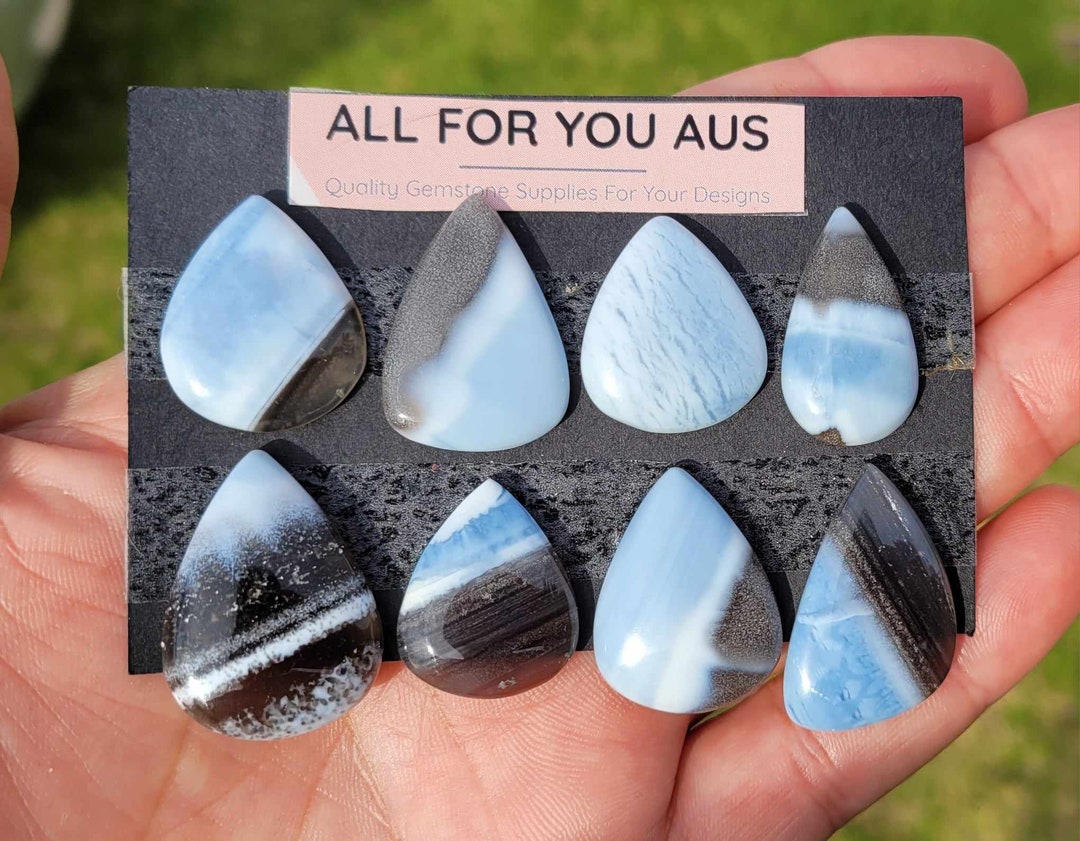 1 Piece 23-29mm Owyhee Blue Opal With Banding Teardrop Pearshape Flat ...