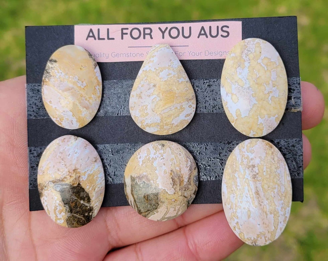 1 Piece AUS Yellow Calcite With Common Opal Infill Freeform Flat Back ...
