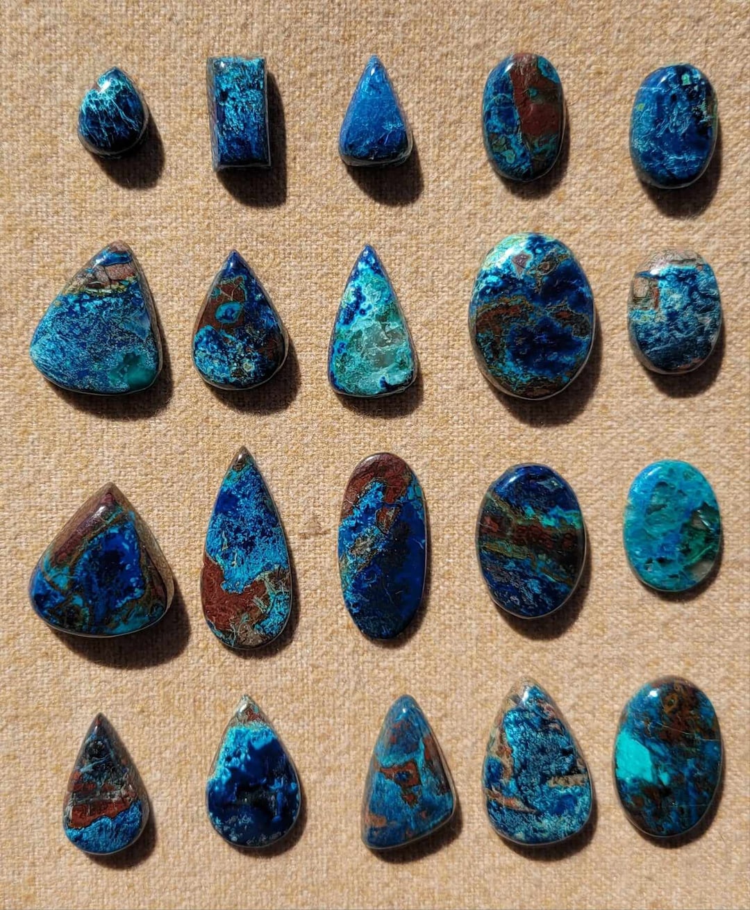 1 Piece Azurite Shattuckite Matrix Freeform Flat Back Gemstone Cabochon Multiple Choice Listing ...