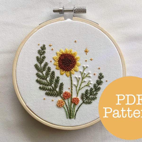Sunflower Embroidery Pattern - Etsy