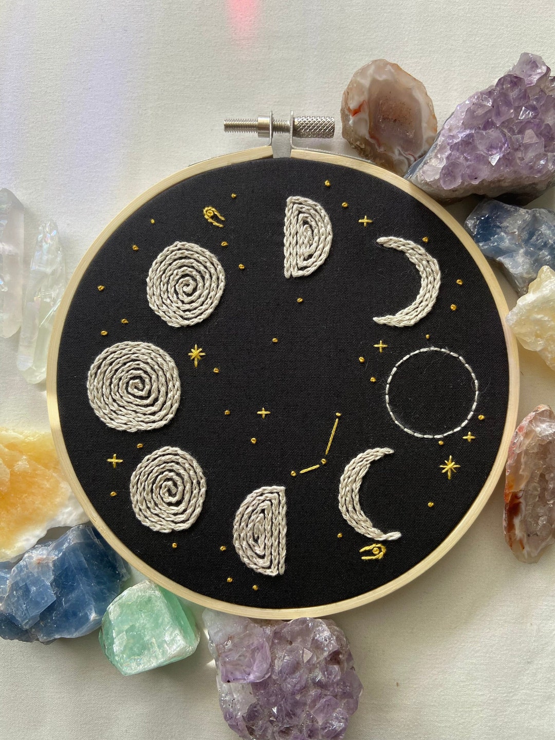 Phases of the Moon Embroidery Hoop Art - Etsy