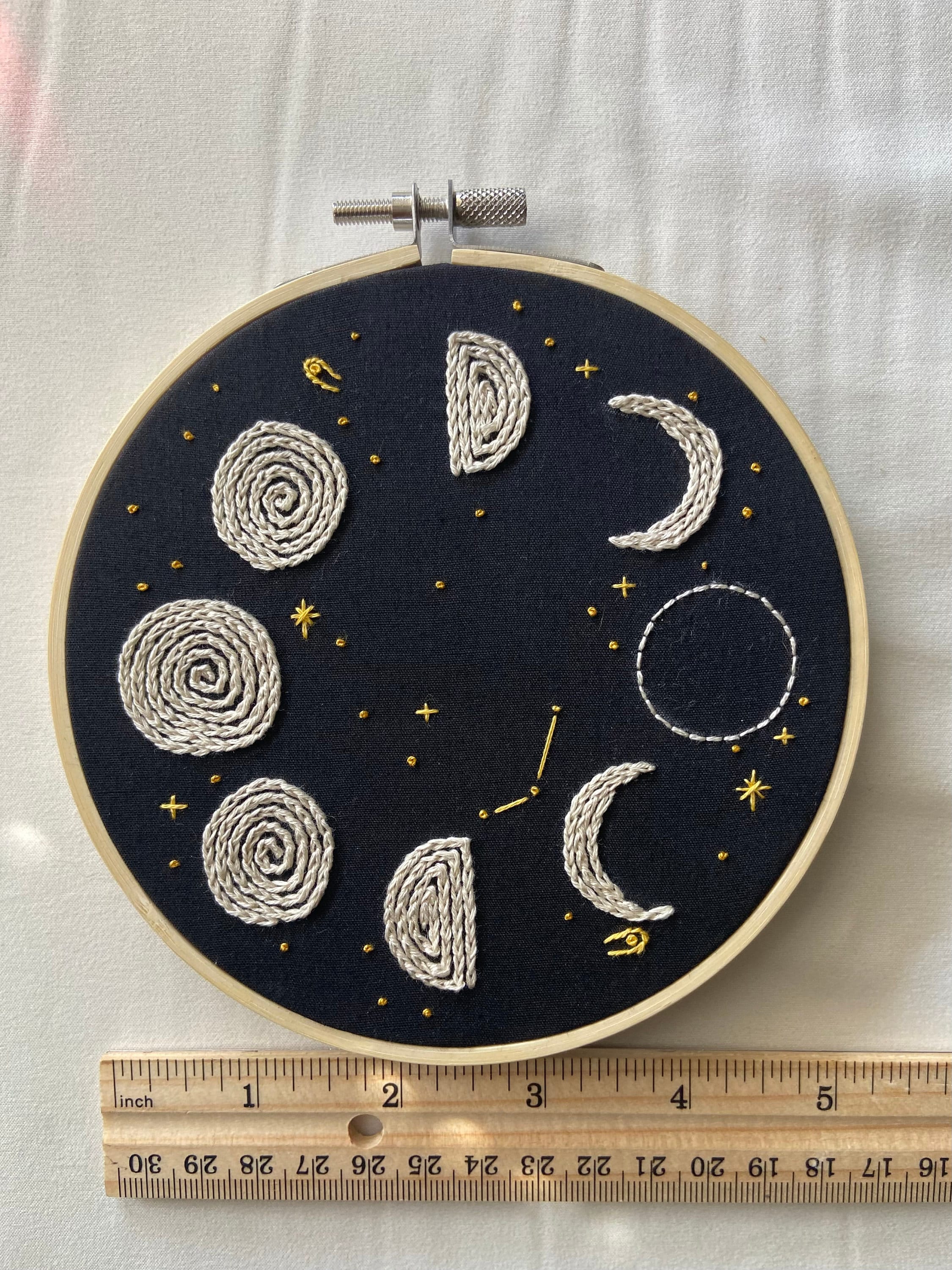 Phases of the Moon Embroidery Hoop Art - Etsy UK
