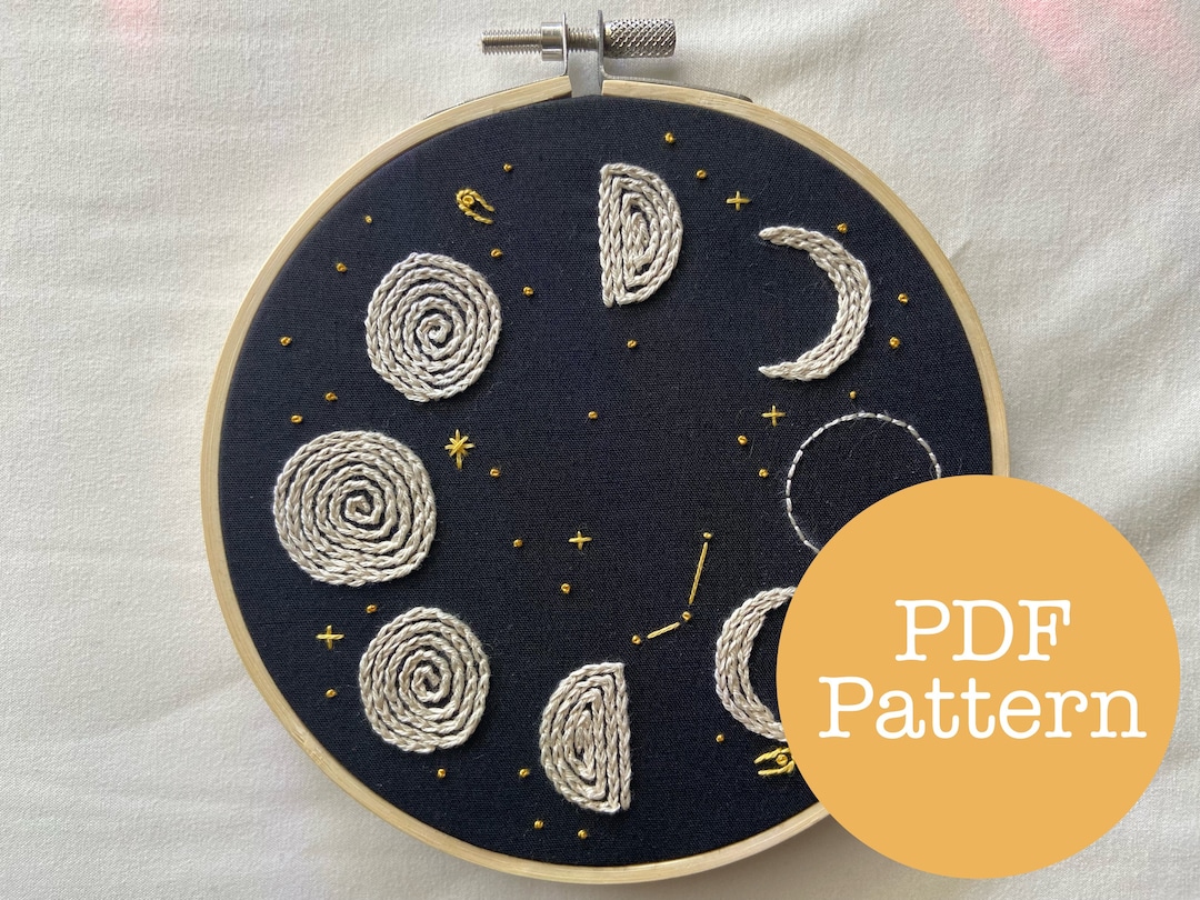 Phases of the Moon PDF Embroidery Pattern - Etsy