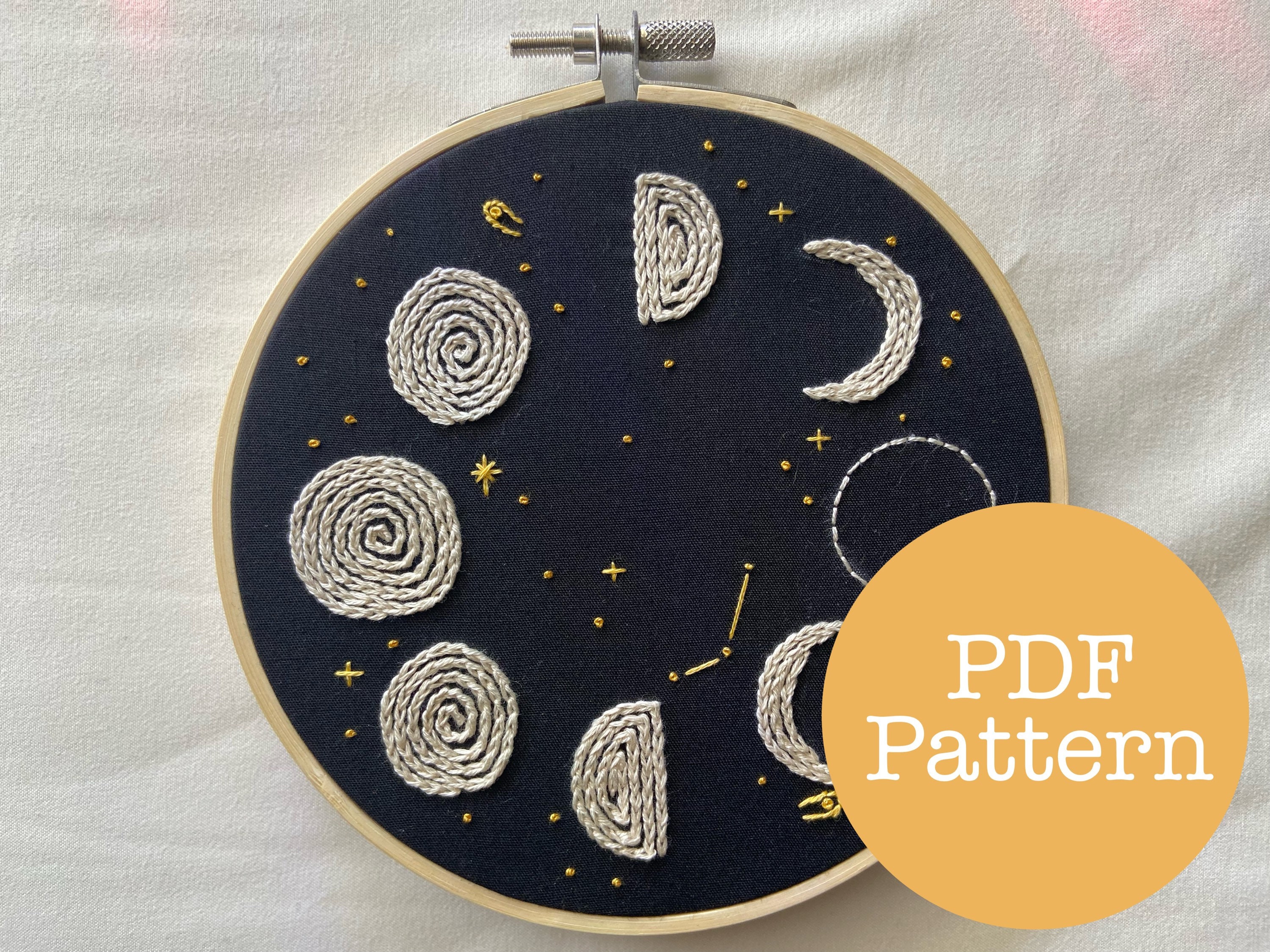 Phases of the Moon PDF Embroidery Pattern | Etsy