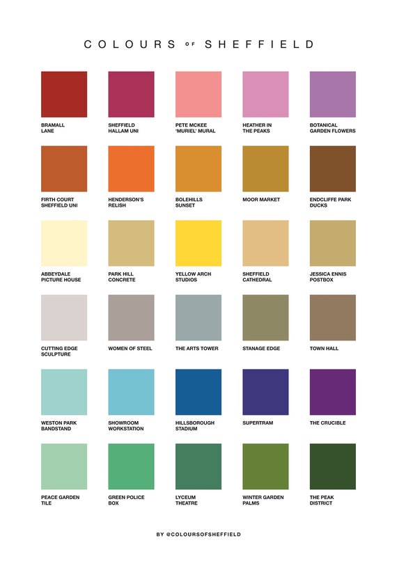 Colours of Sheffield Print version 2 | Etsy UK