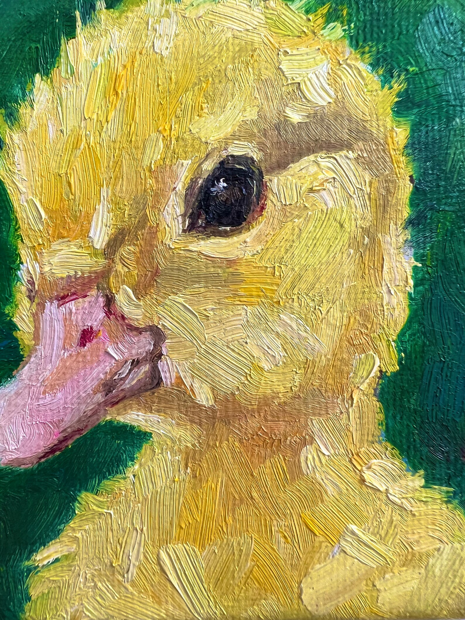 Original Yellow Duckling Oil Painting on Canvas 10x10cm, Mini Animal ...