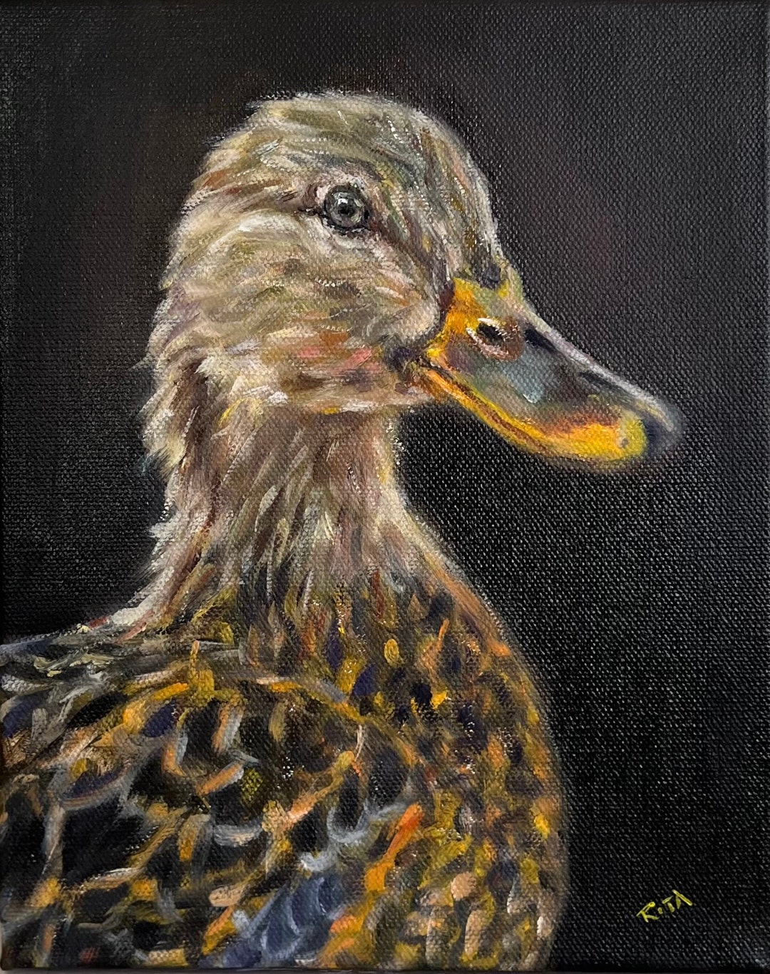 Original Duck Oil Painting on Premium Canvas 8"x10", Classic Farm ...