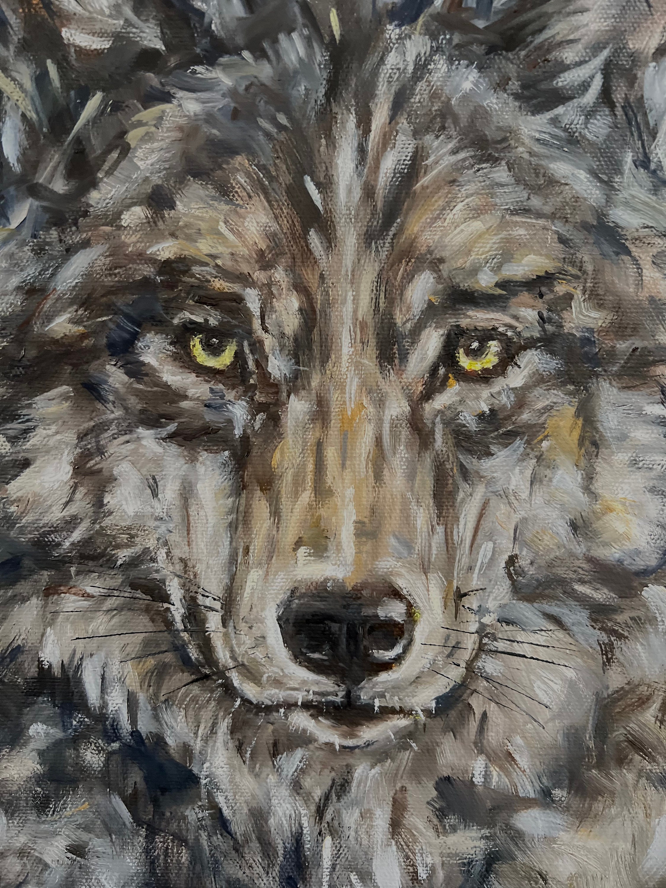 Original Wolf Painting 30x40cm, Wolf Painting Oil on Canvas, Wild Life ...