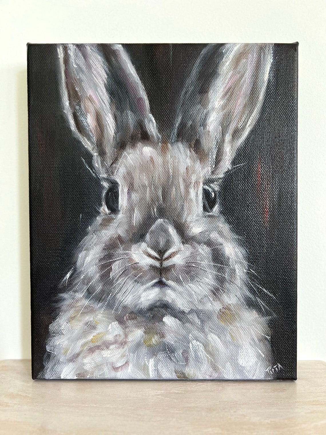 Original Rabbit Oil Painting on Premium Canvas 20x25cm, Modern Bunny ...