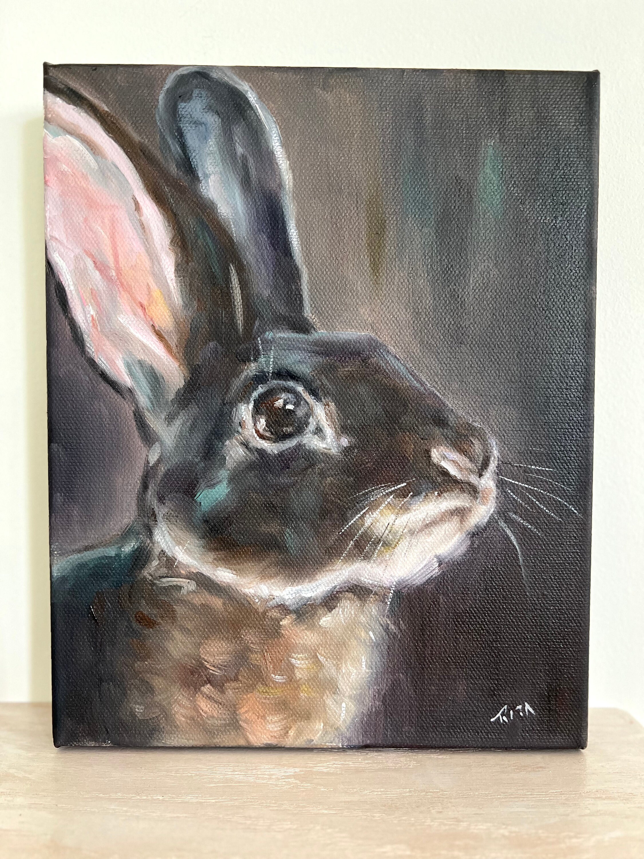 Original Rabbit Oil Painting on Premium Canvas 20x25cm, Classic Bunny ...