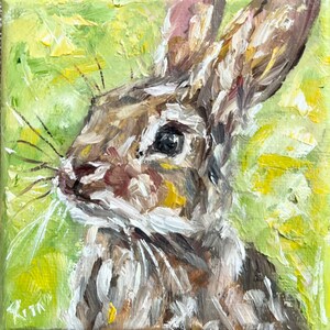 Original Rabbit Oil Painting on Canvas 10x10cm Mini Cute - Etsy