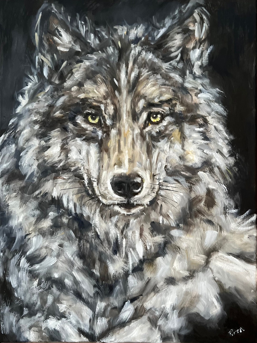 Original Wolf Painting 30x40cm, Wolf Painting Oil on Canvas, Wild Life ...