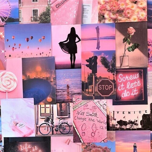 Pink Aesthetic Pretty Large A4 Size Wall Collage Kit Room Etsy Canada