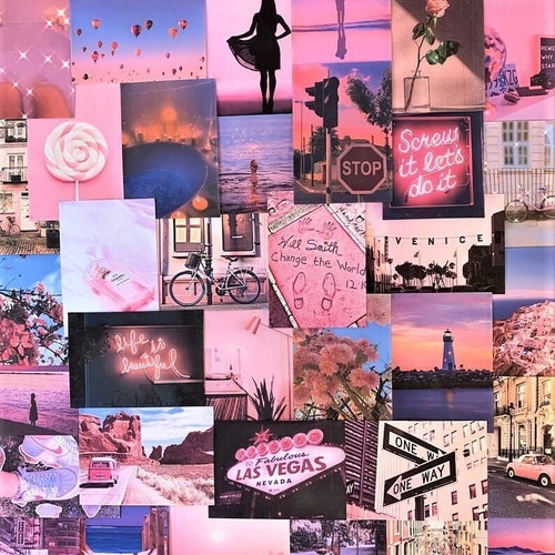 Pink Aesthetic Pretty Large A4 Size Wall Collage Kit Room Etsy Uk