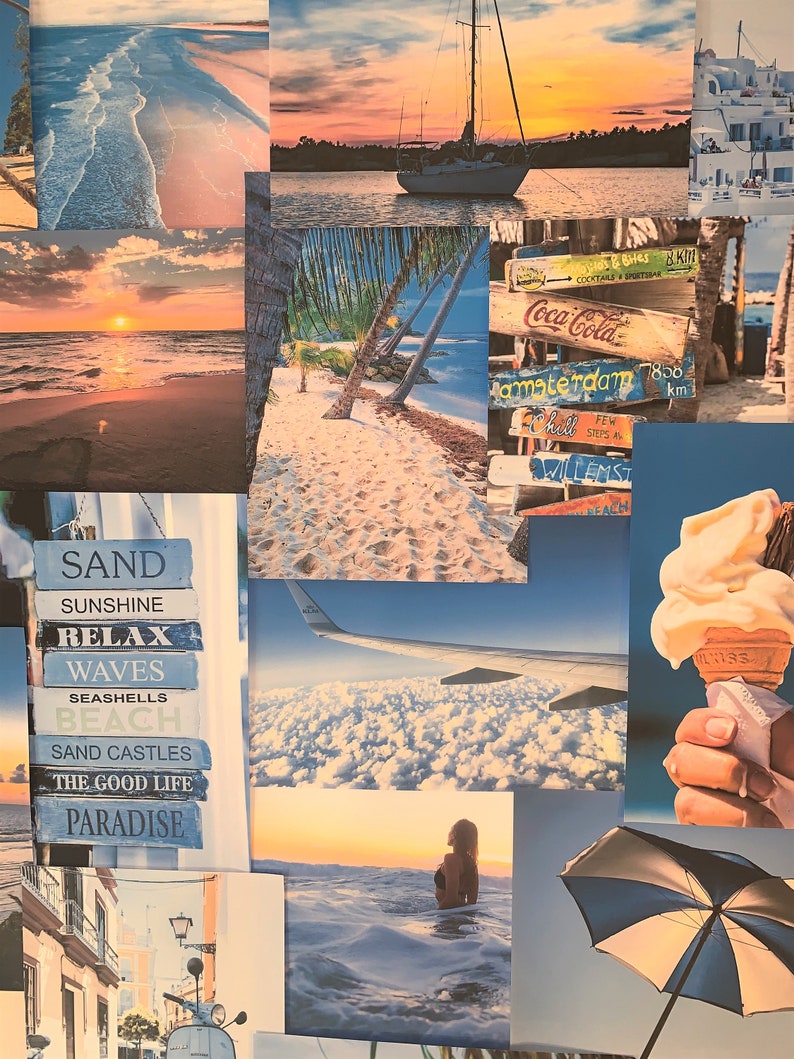 Blue Aesthetic Beach Large A4 Size Wall Collage Kit Retro - Etsy UK