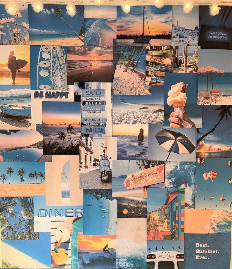 Blue Aesthetic Beach Large A4 Size Wall Collage Kit Retro - Etsy UK