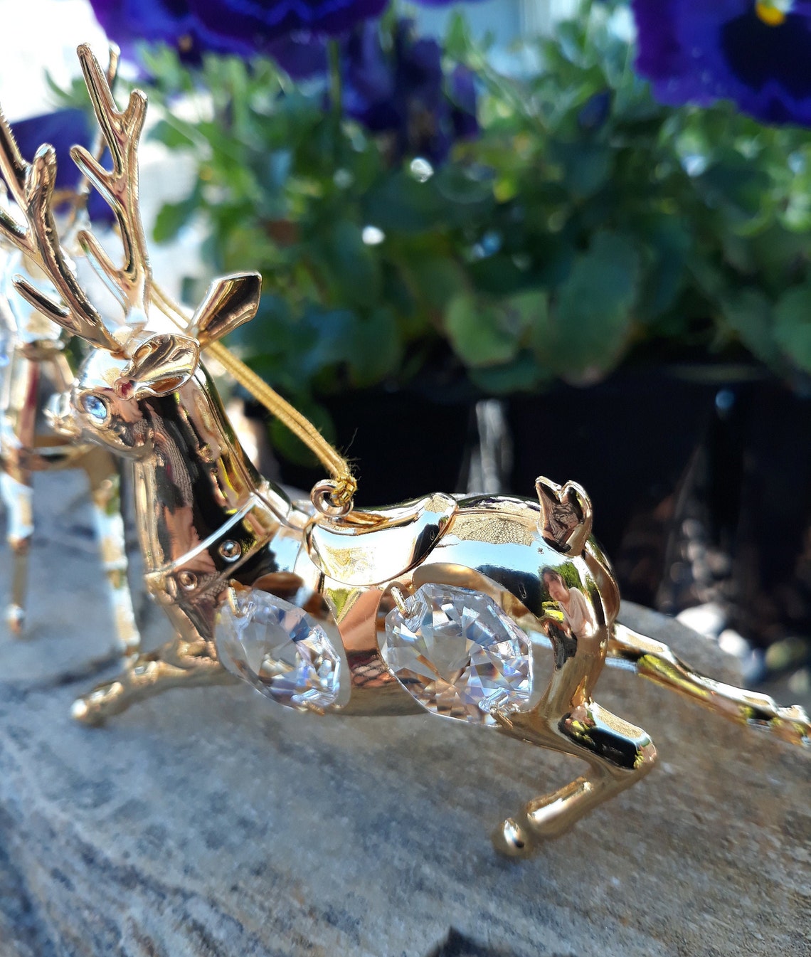 Reindeer Ornament Swarovski Crystal Studded 24 Karat Gold - Etsy