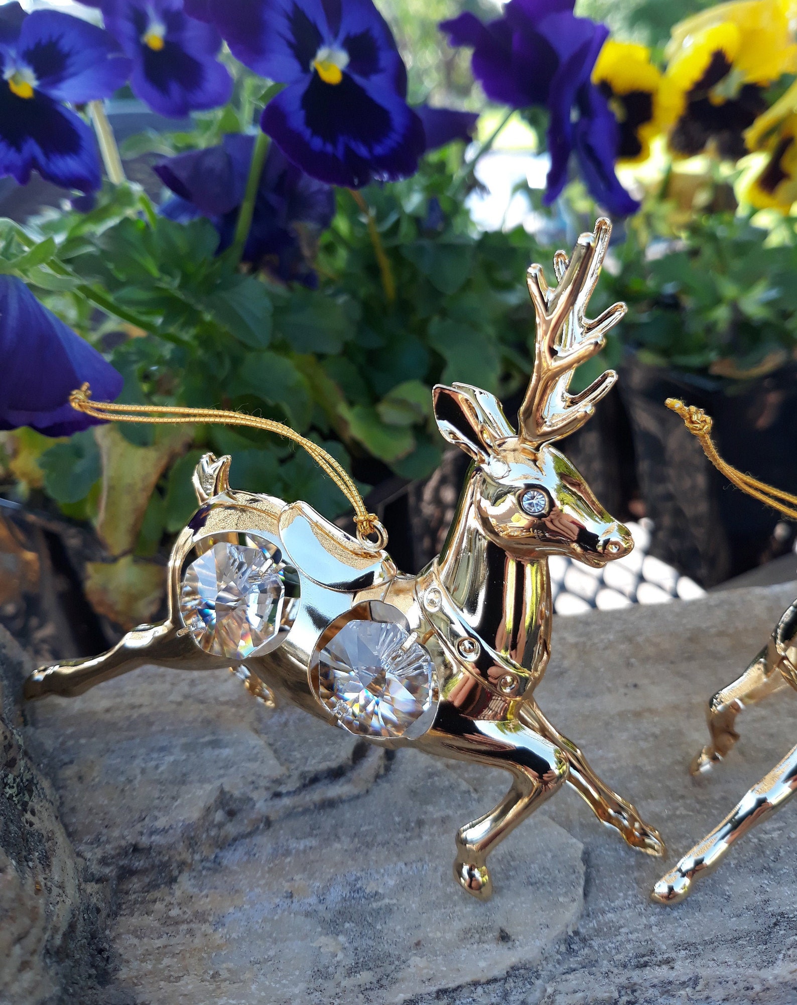 Reindeer Ornament Swarovski Crystal Studded 24 Karat Gold - Etsy